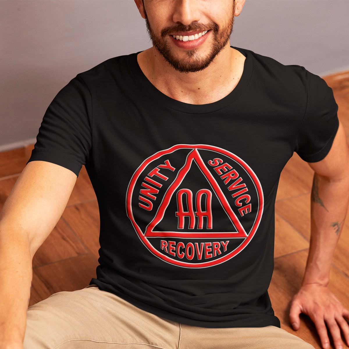 AA - Red & Black AA Symbol dtg Tee NAWEARS| Narcotics Anonymous – nawears