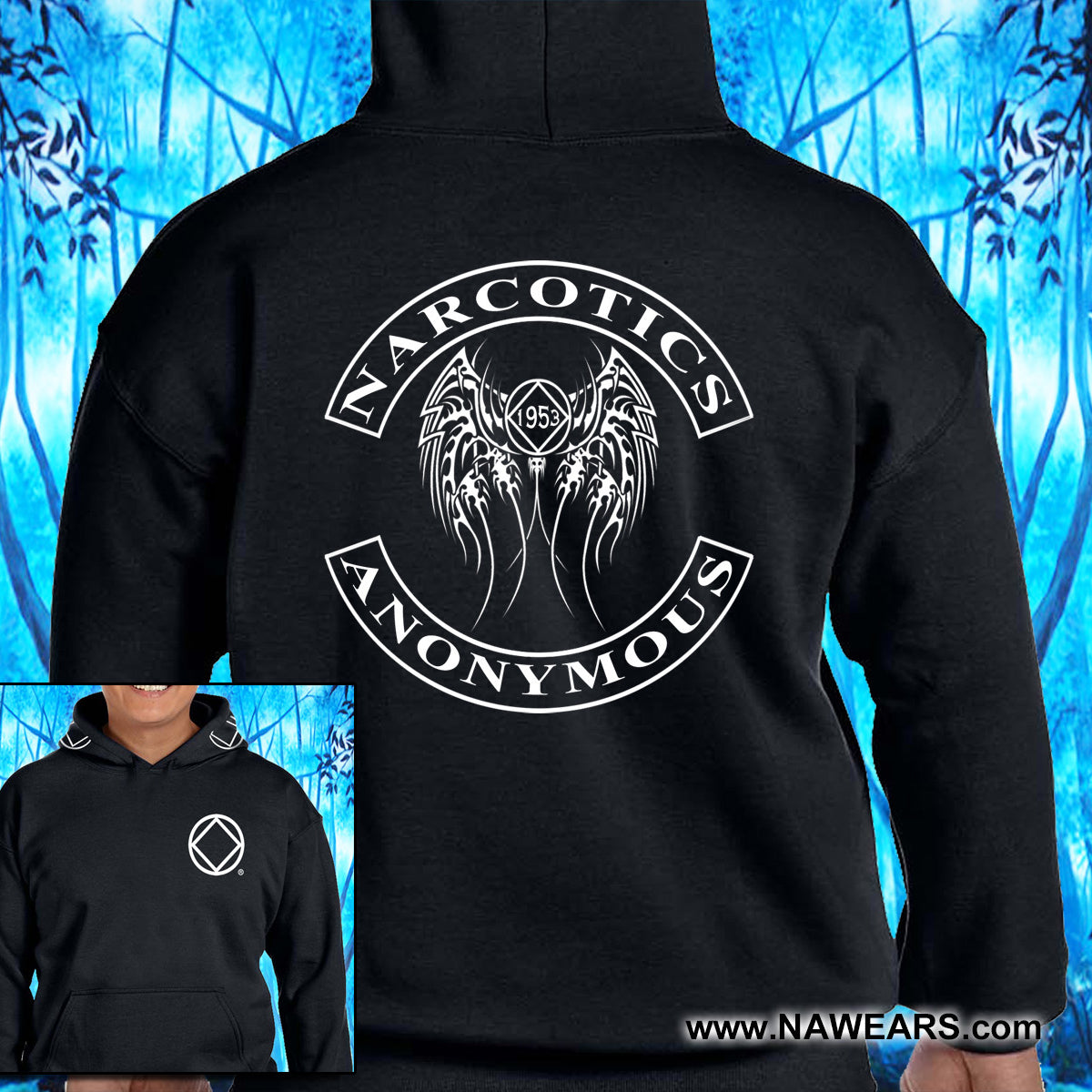NAWEARS, Narcotics Anonymous Hoodie, NA Bike Rocker Black Hoodie – nawears
