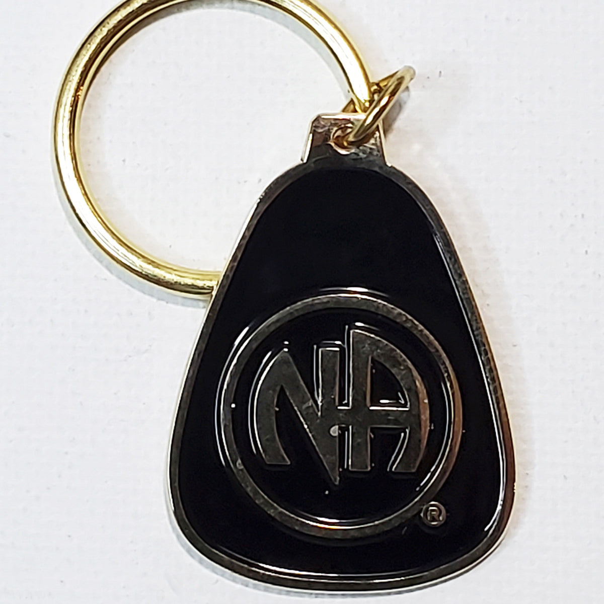 NAWEARS, Narcotics Anonymous Gifts, NA Black & Gold Metal Key Tag – nawears